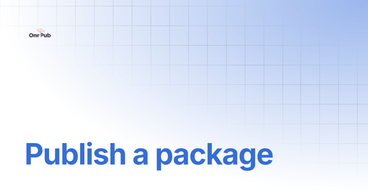 Publish a package | onepub.dev